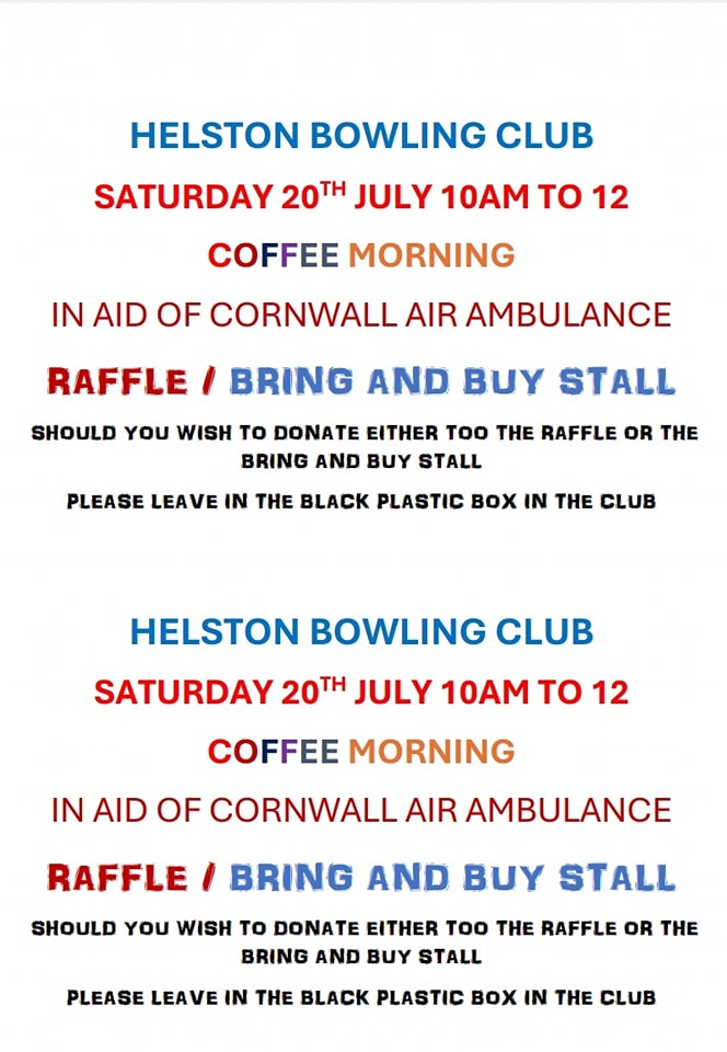Helston Bowling Club Coffee Morning - Discover Helston